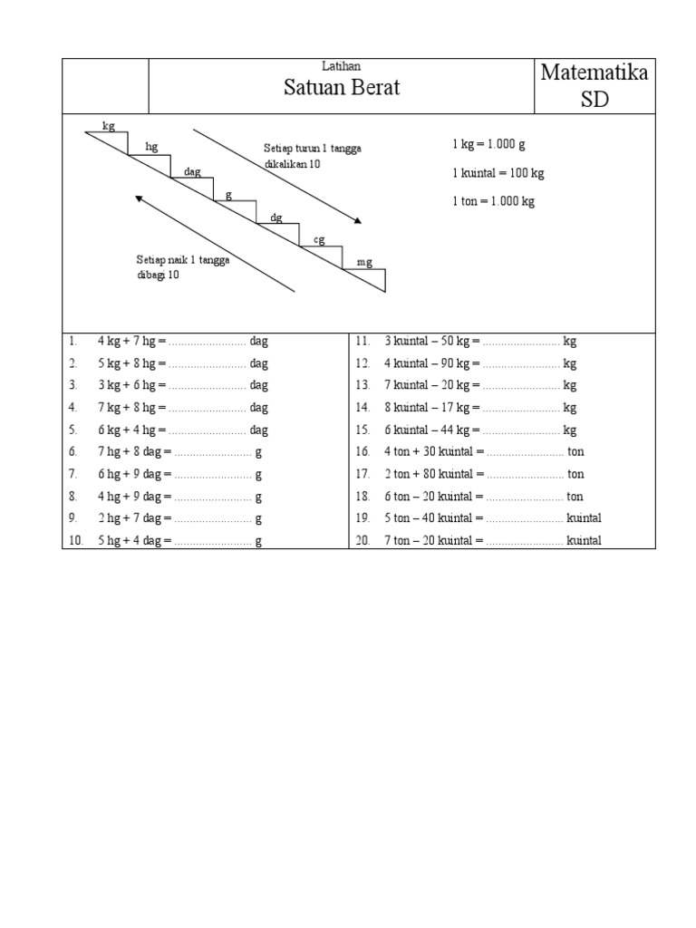 Latihan 3 Satuan Berat | PDF