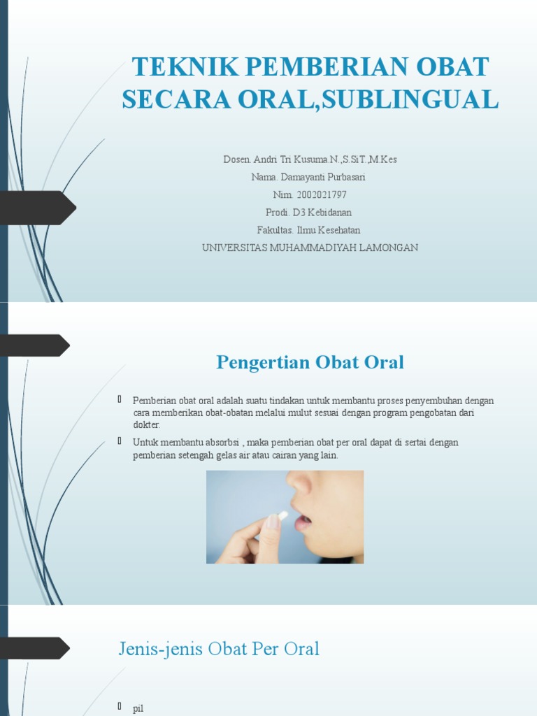 Teknik Pemberian Obat Secara Oral, Sublingual | PDF