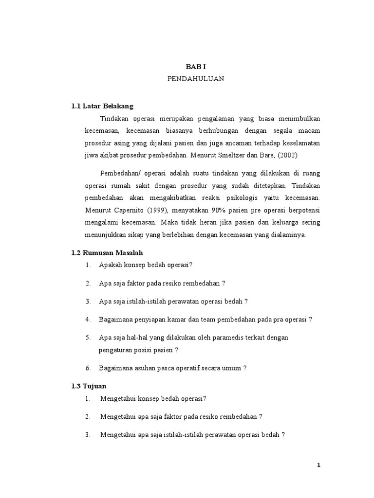 MAKALAH Pre Dan Pasca Operatif | PDF