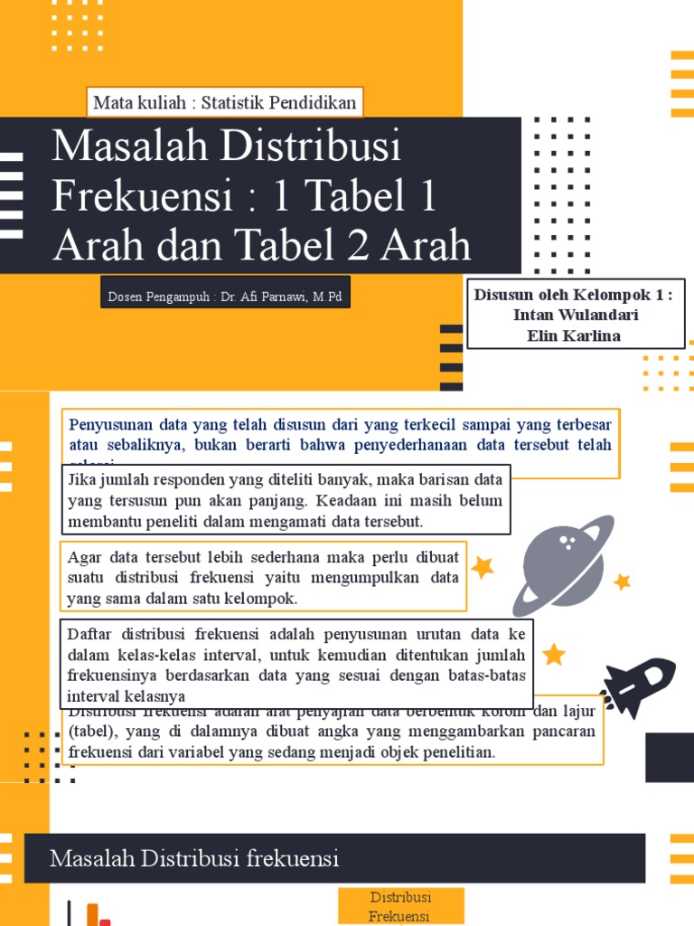 Masalah Distribusi Frekuensi 1 Tabel 1 Arah Dan Tabel 2 Arah Kelompok 1 ...