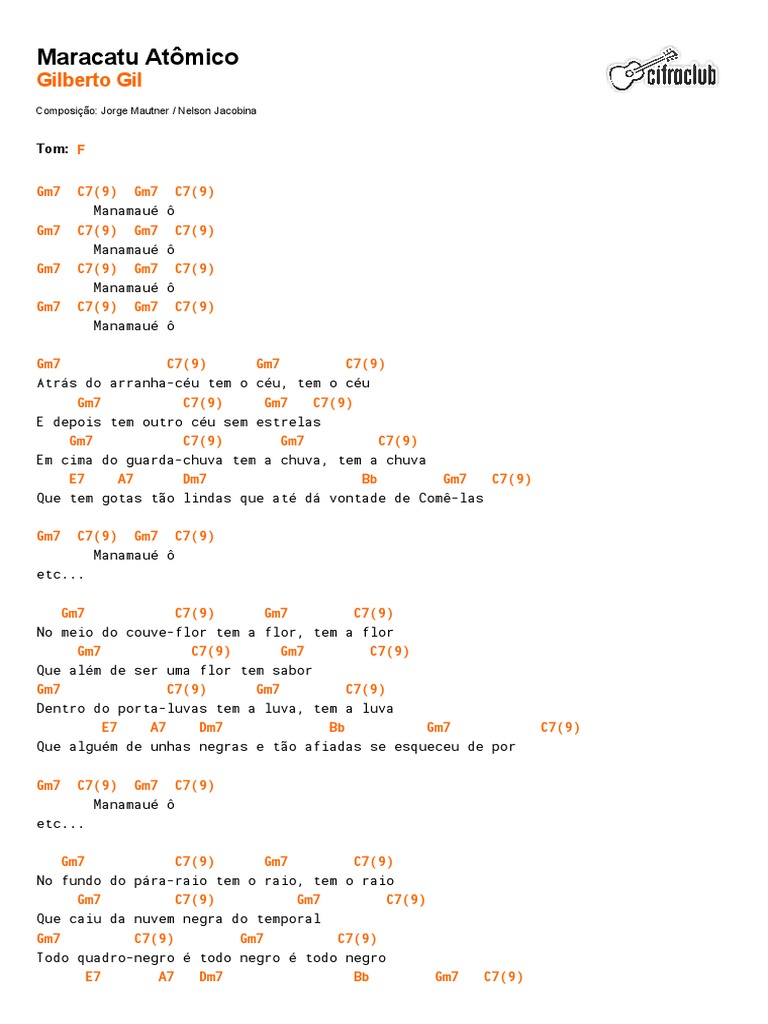 Letra de Maracatu Atômico | PDF