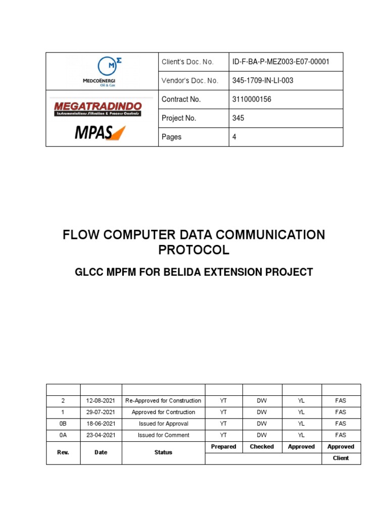 GLCC-MPFM FCU Protocol | PDF | Flow Measurement | Barrel (Unit)