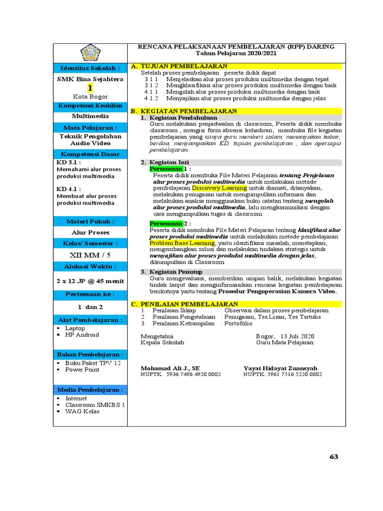 RPP Tpav Xii MM BS1 | PDF
