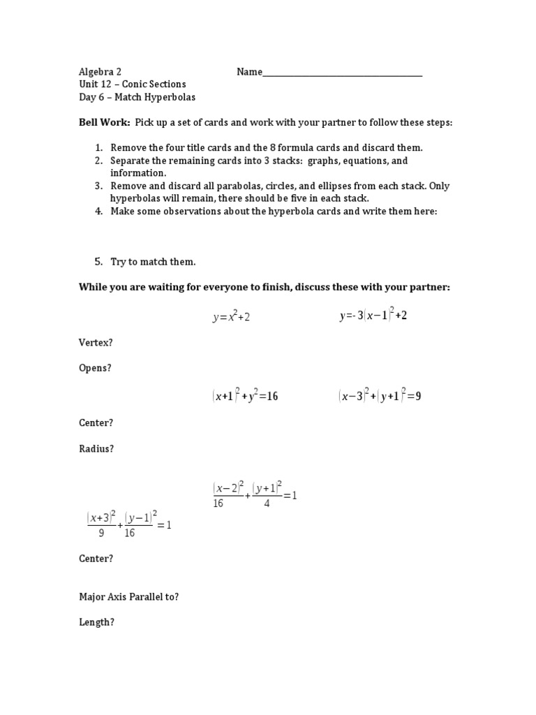 Hyperbolas Pdf