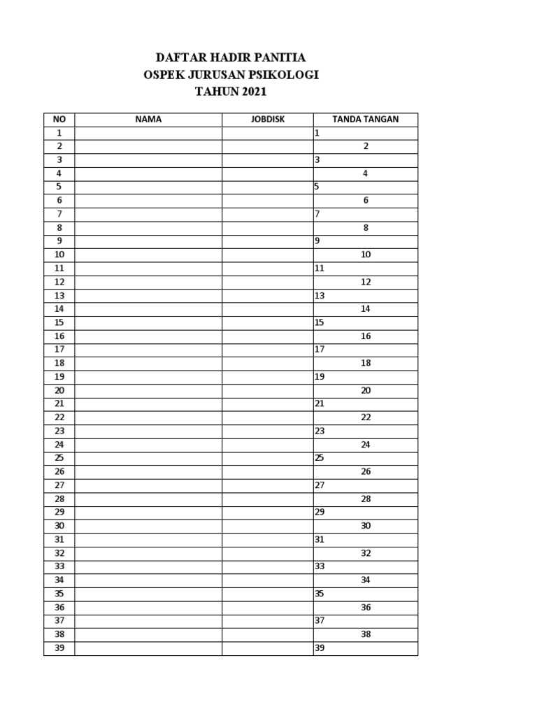 Daftar Hadir Peserta & Panitia | PDF