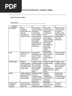 Singing Performance Rubric Guide | PDF | Singing | Rhythm