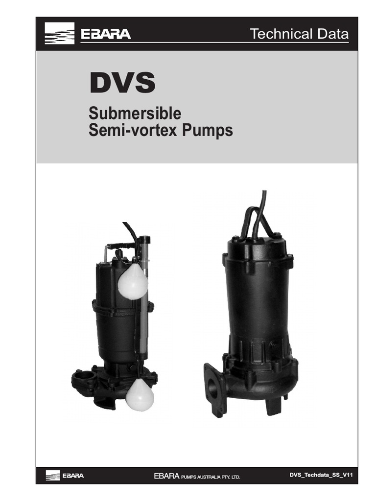 Ebara DVS Semi-Vortex Pump Specs | PDF | Pump | Solid