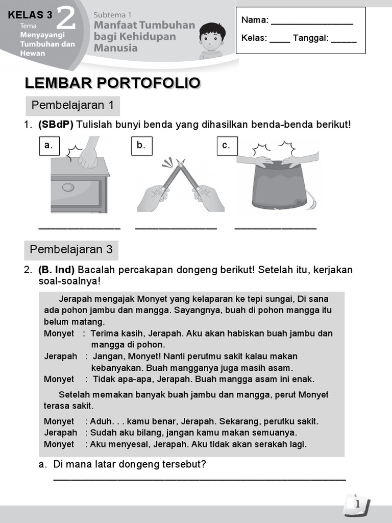 LEMBAR PORTOFOLIO BUPENA 3A Tema 2 Sub 1 | PDF