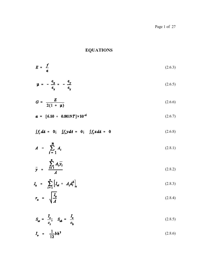 Equations | PDF | Mechanical Engineering | Steel