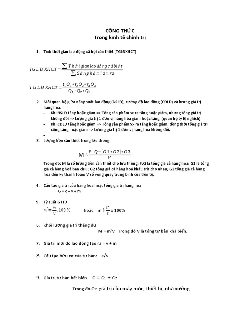 CÔNG TH C Trong KTCT | PDF
