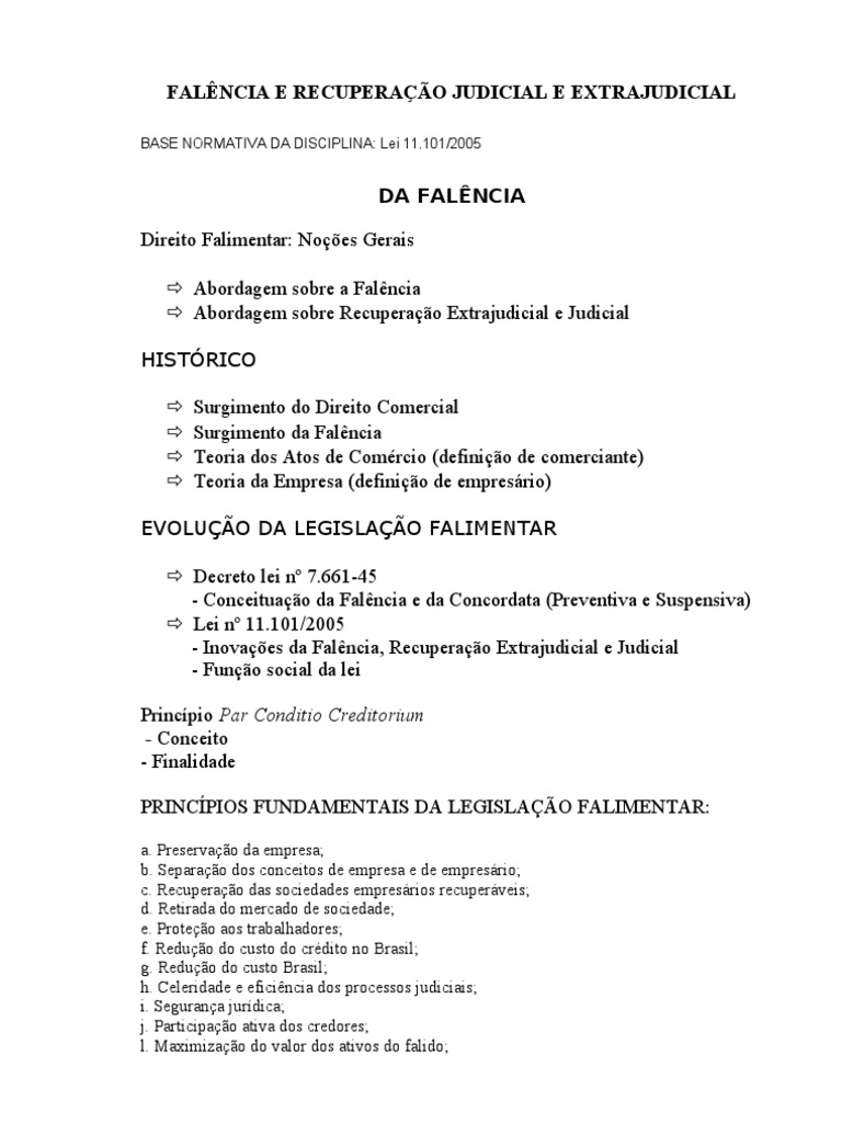 APOSTILA - Falência e Recuperação Judicial e Extrajudicial | PDF ... APOSTILA - Falência e Recuperação Judicial e Extrajudicial | PDF ...