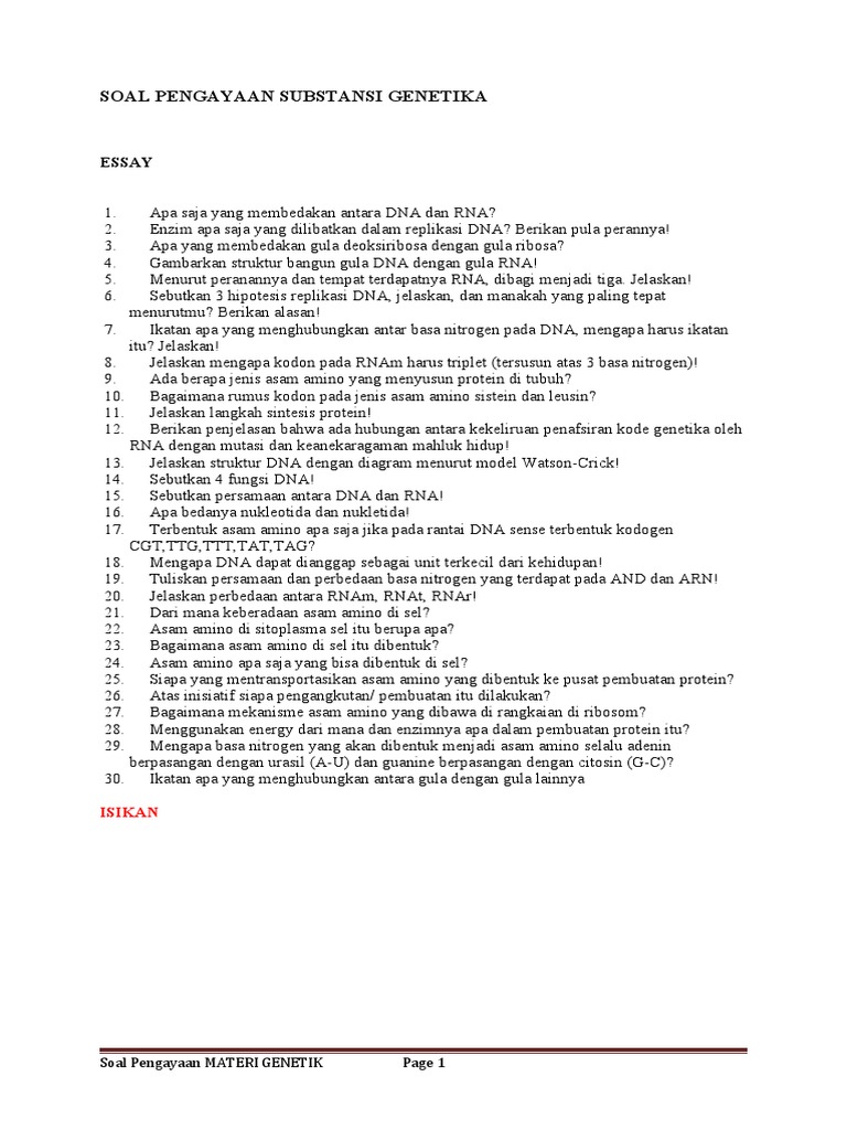 Soal Pengayaan Substansi Genetika | PDF