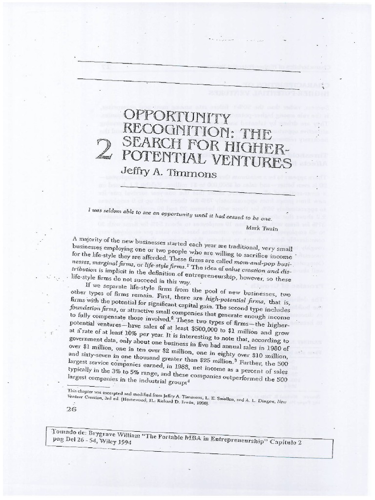 A3 Timmons, J. - Opportunity Recognition | PDF