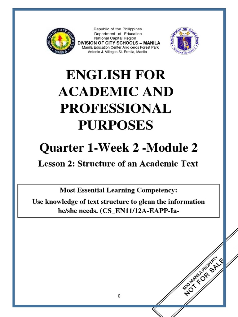 Understanding the Structure of Academic Texts: An Analysis of a Module ...
