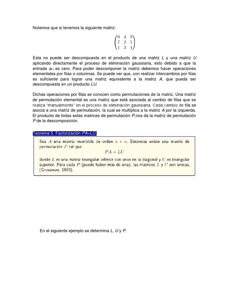 Descomposicion PA LU | PDF