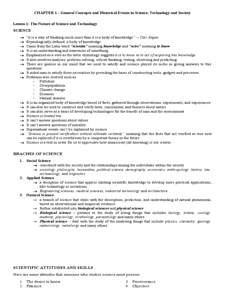 STS Chapter 1 Reviewer | PDF | Science | Experiment
