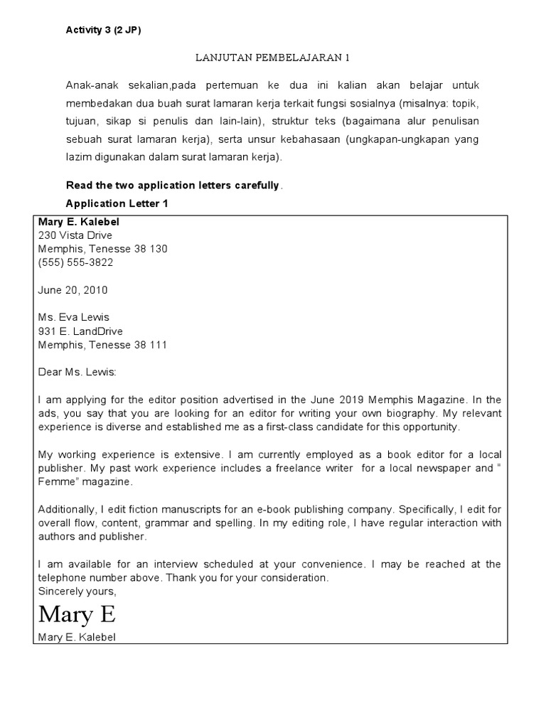 Contoh Lamaran Pekerjaan | PDF | Communication