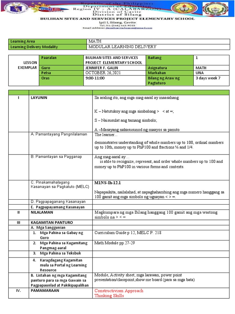 COT (First Grading) - Matematika | PDF