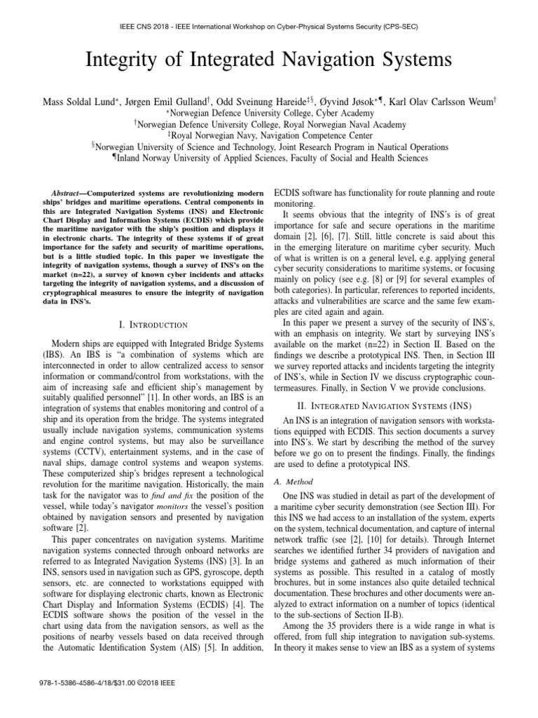 Integrity of Integrated Navigation Systems | PDF | Computer Network ...