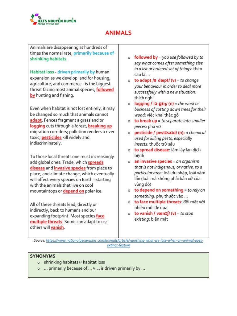 Animals: Shrinking Habitats Habitat Loss | PDF | Habitat | Habitat ...
