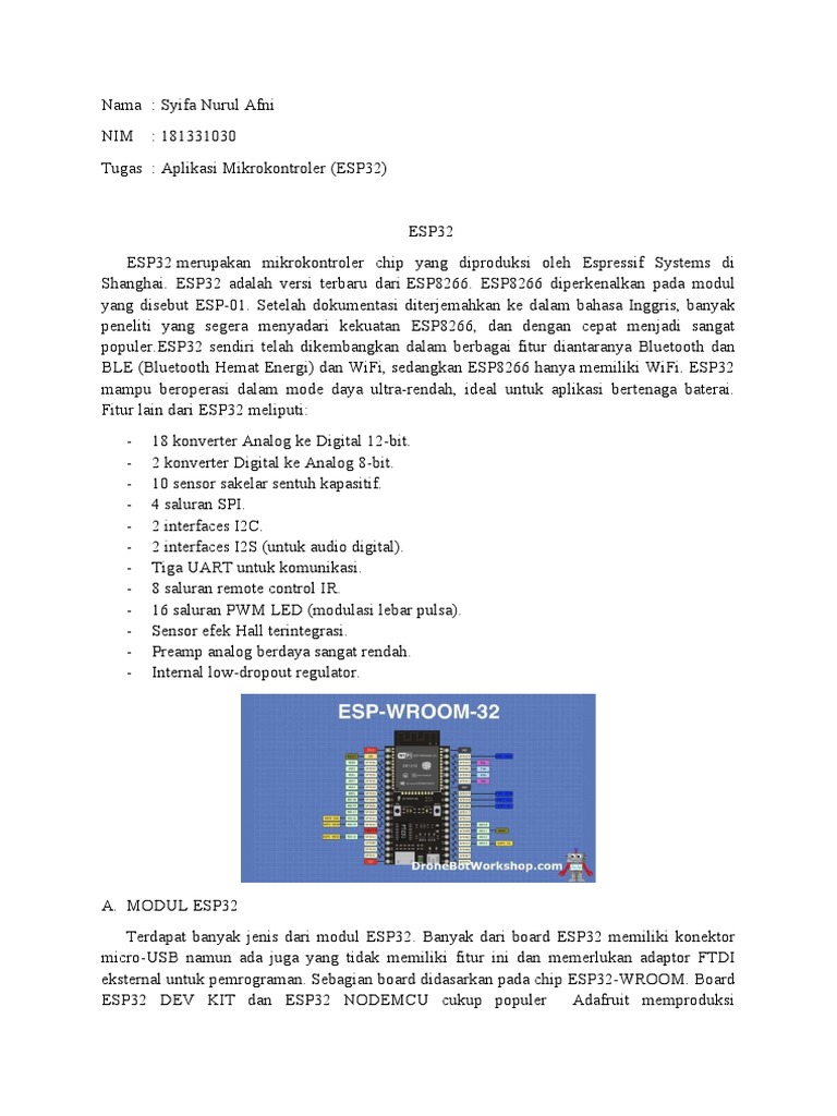ESP32 Syifa Nurul Afni 181331030 | PDF