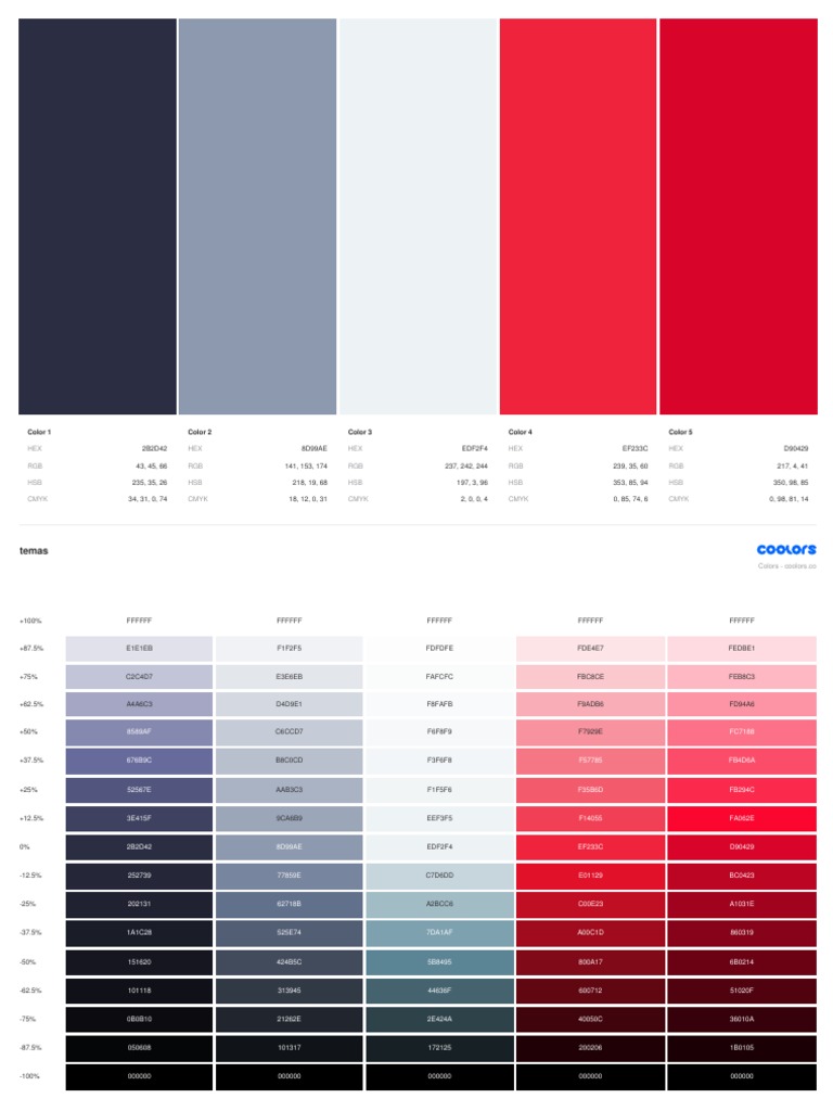Temas: Color 1 Color 2 Color 3 Color 4 Color 5 | PDF | Rgb Color Model | Color