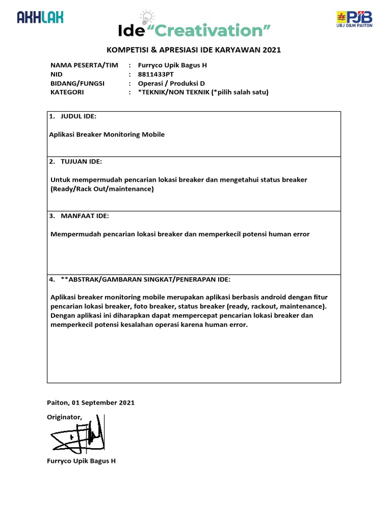 Form Usulan Ide Creativation | PDF