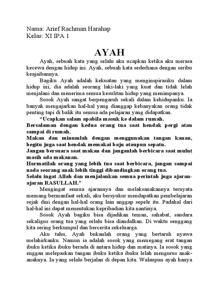 Cerpen Ayah | PDF | Puisi