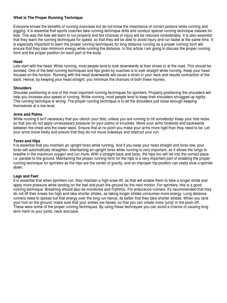 Proper Running Technique | PDF | Running | Recreation
