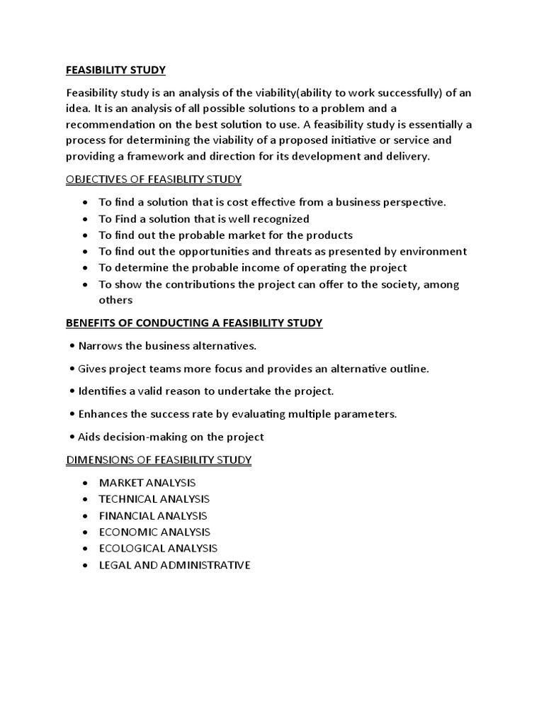 Unit 1 Feasibility Study&research Proposal | PDF | Feasibility Study ...
