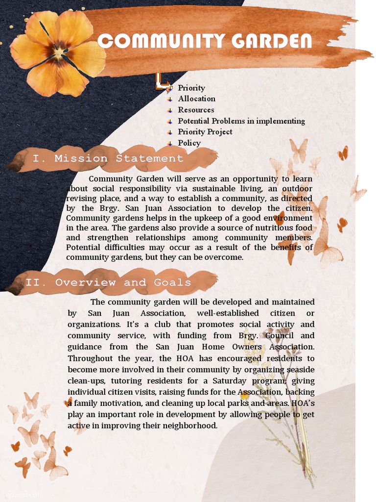 Community Garden: I. Mission Statement | PDF | Sustainability | Community