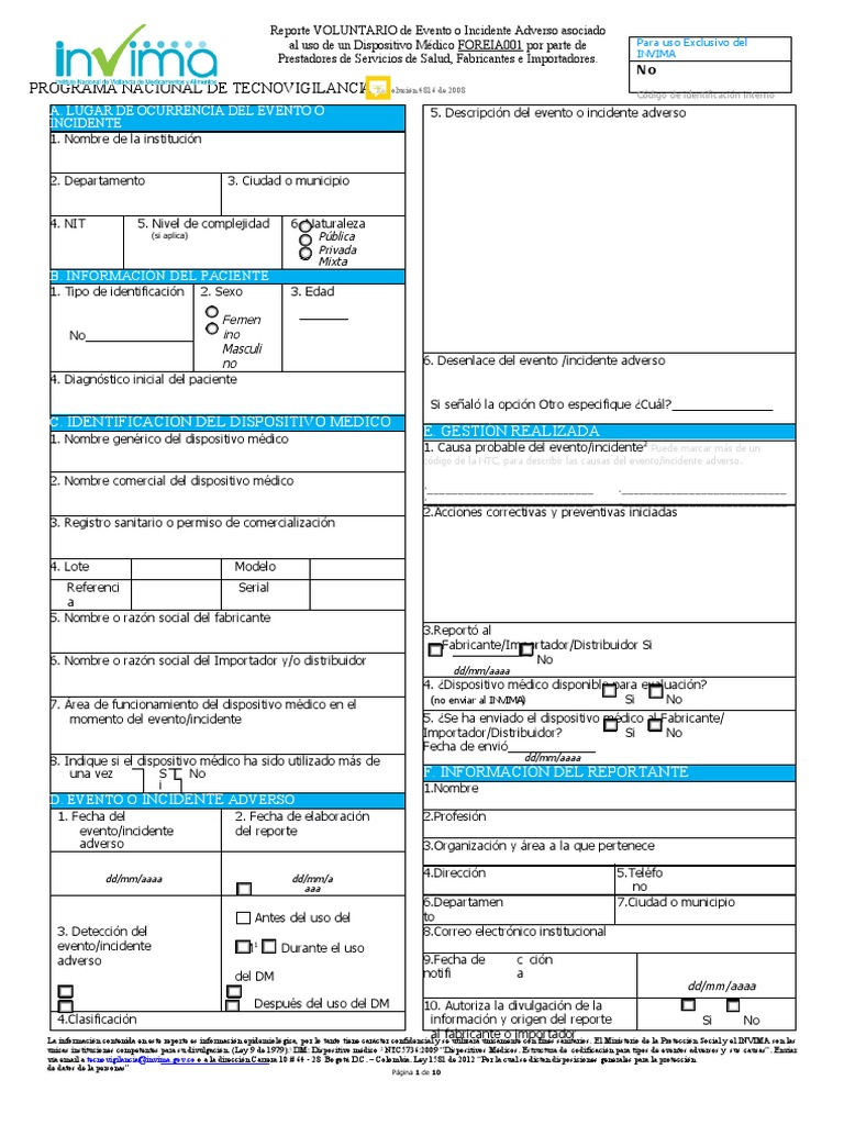 Formato FOREIA001 | PDF | Ciencias de la Salud | Cuidado de la salud