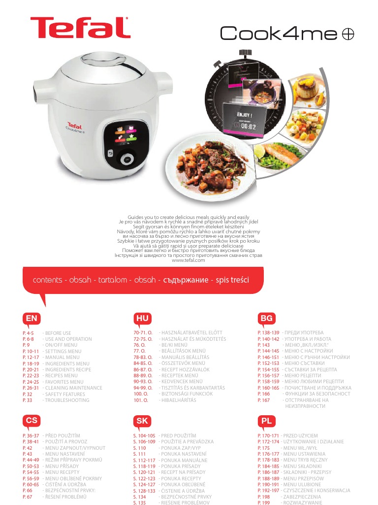 Manualul Utilizatorului Multicooker TEFAL Cook4Me+ CY851130-1 | PDF
