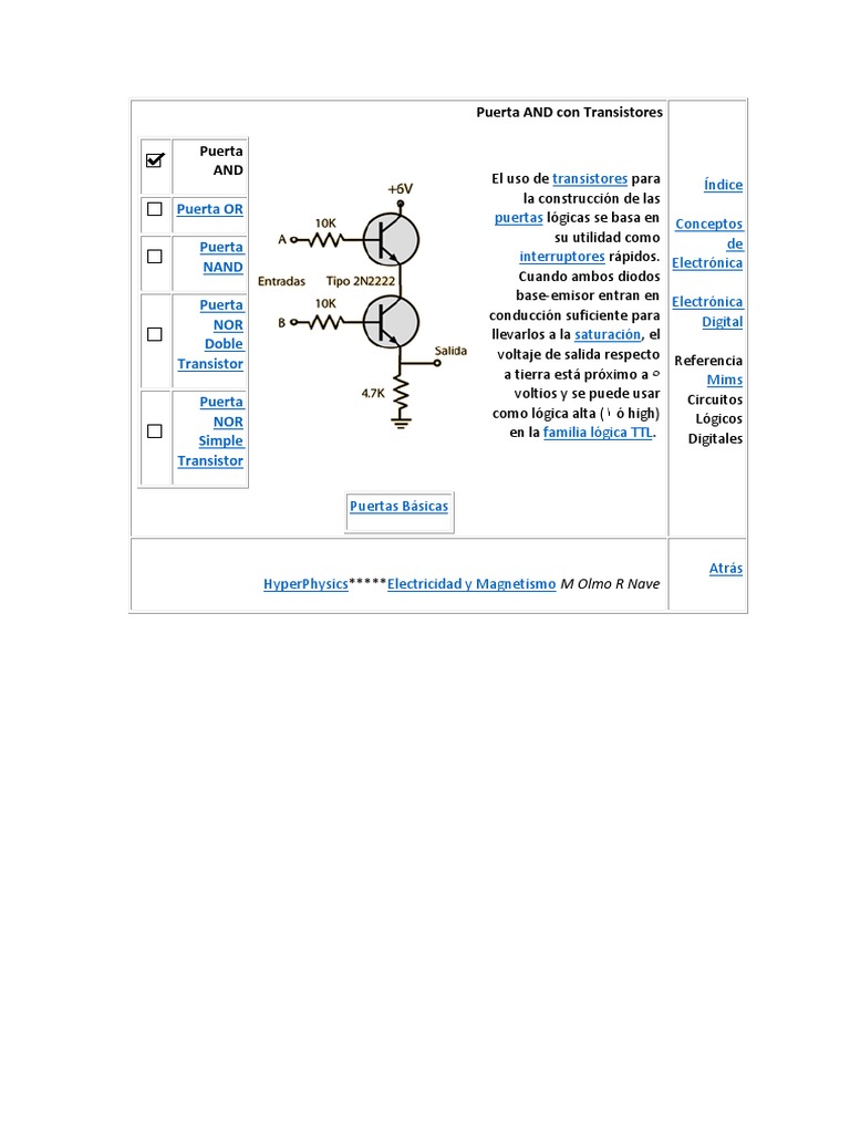 Puertas Lógicas con Transistores | PDF | Transistor | Electrónica