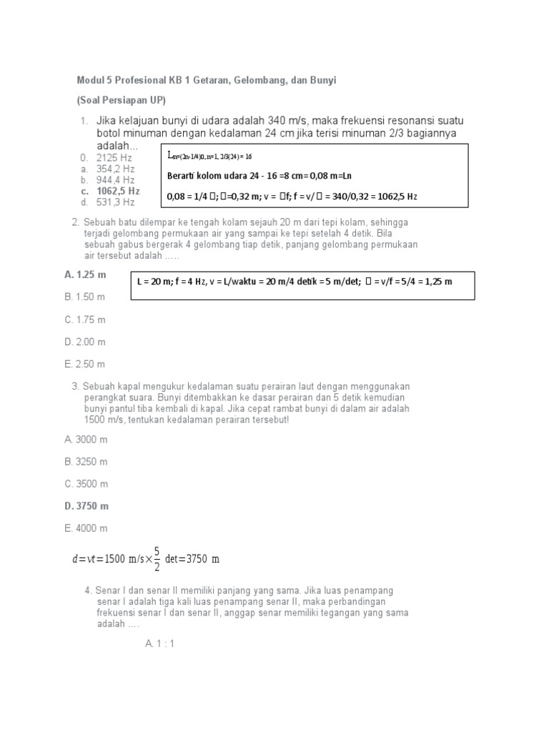 Soal Getaran, Gelombang Dan Optik | PDF