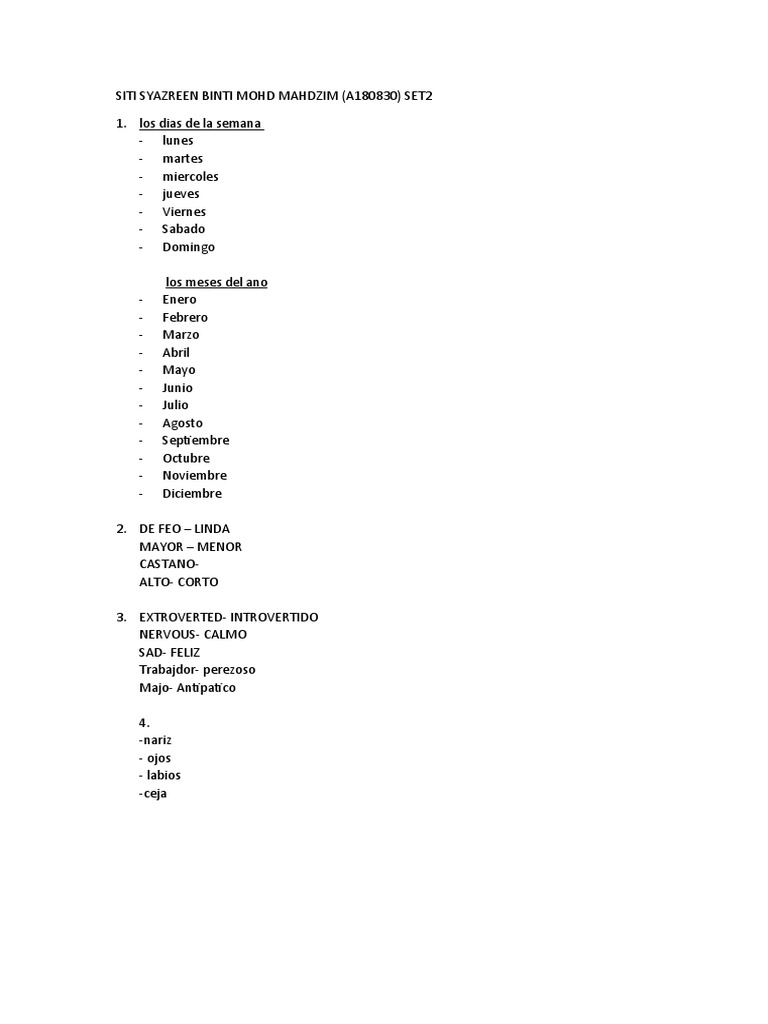 Vocabulario básico en español | PDF