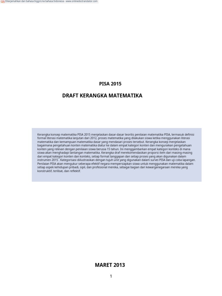 PISA 2015 Mathematics Framework - Draft - En.id | PDF