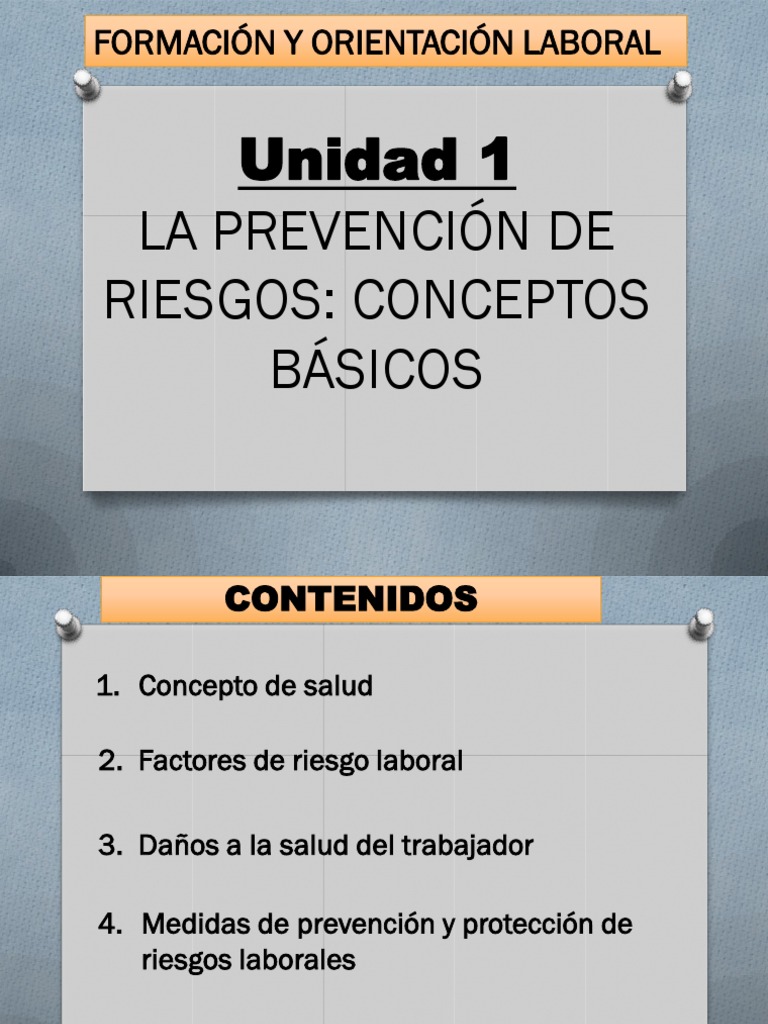 Tema 1 LA PREVENCIÓN DE RIESGOS CONCEPTOS BÁSICOS | PDF | Factores humanos y ergonomía | La ...