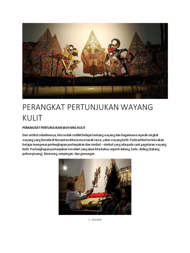 Perangkat Pertunjukan Wayang Kulit | PDF | Seni | Fiksi Umum