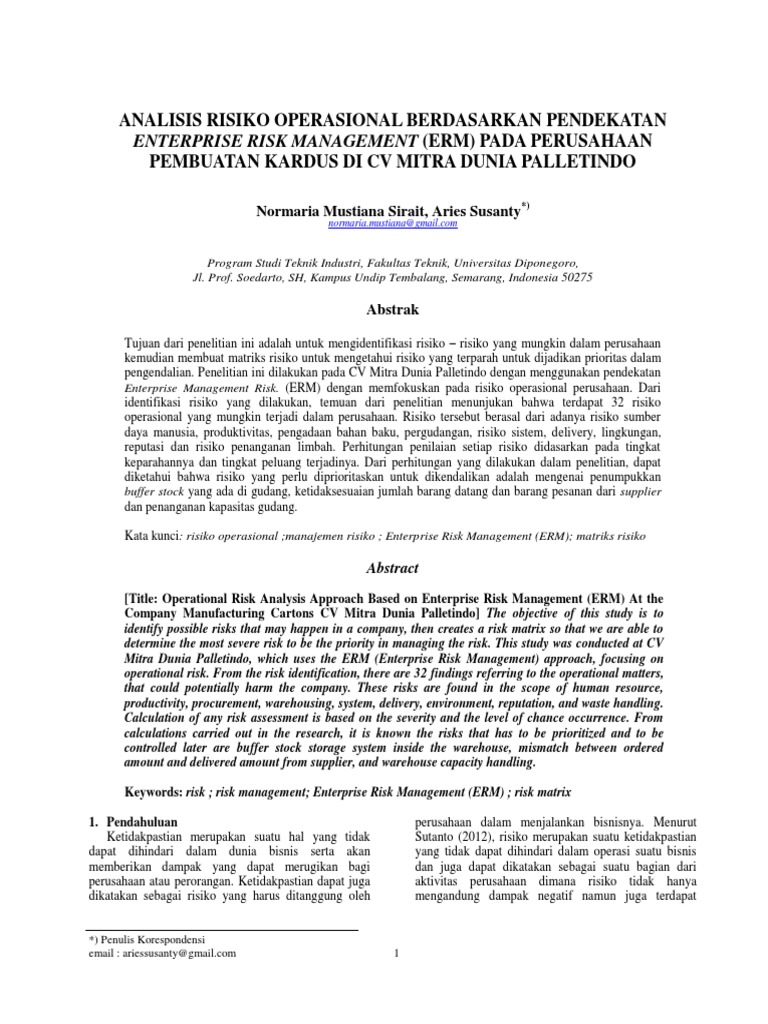 Analisis Risiko Operasional Berdasarkan | PDF