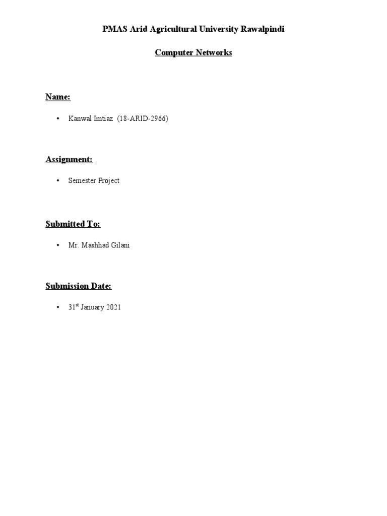 PMAS Arid Agricultural University Rawalpindi Computer Networks | PDF ...