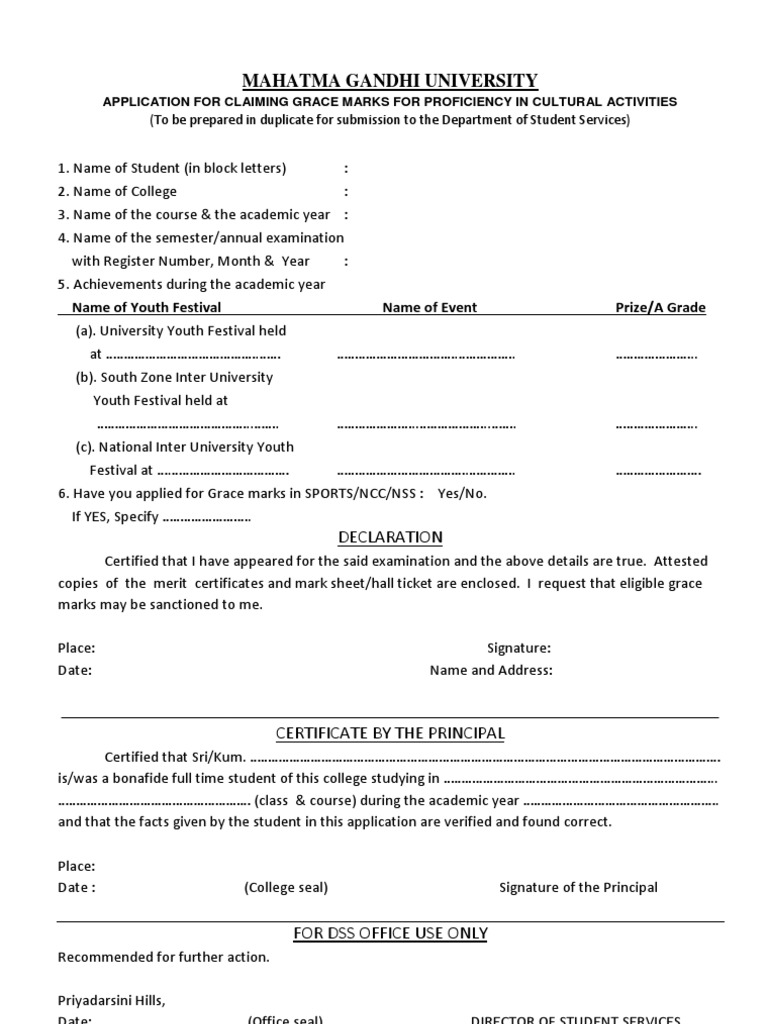 Grace Marks Application for Cultural Activities | PDF | Test ...