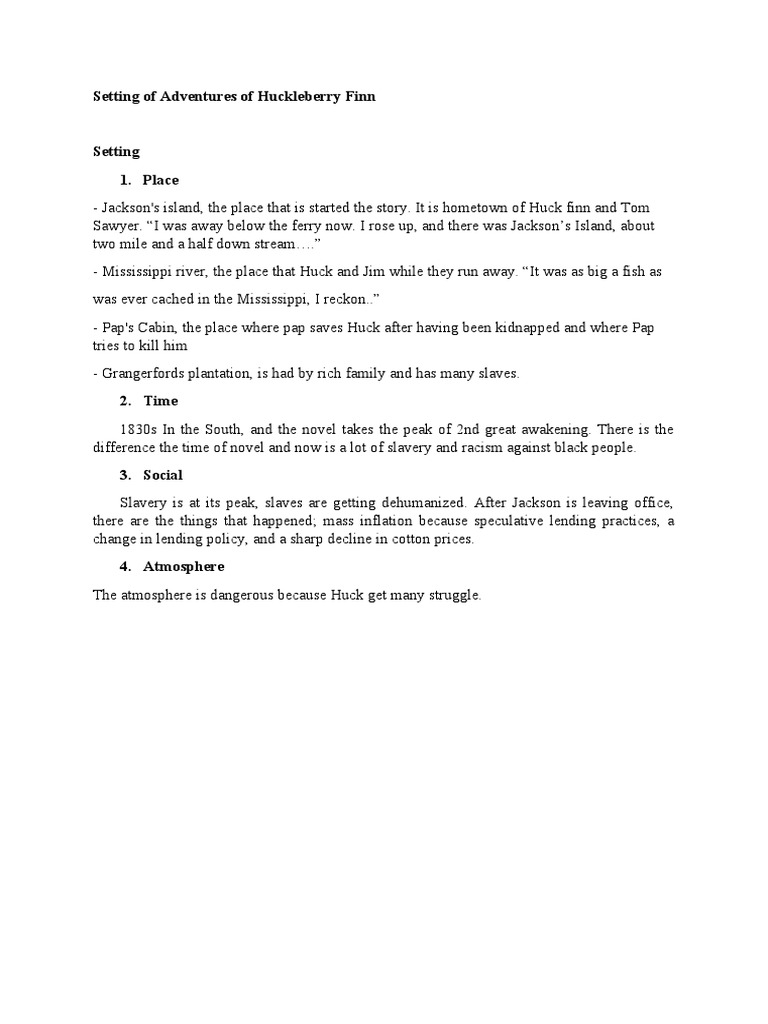 Setting of Adventures of Huckleberry Finn | PDF | Travel | History