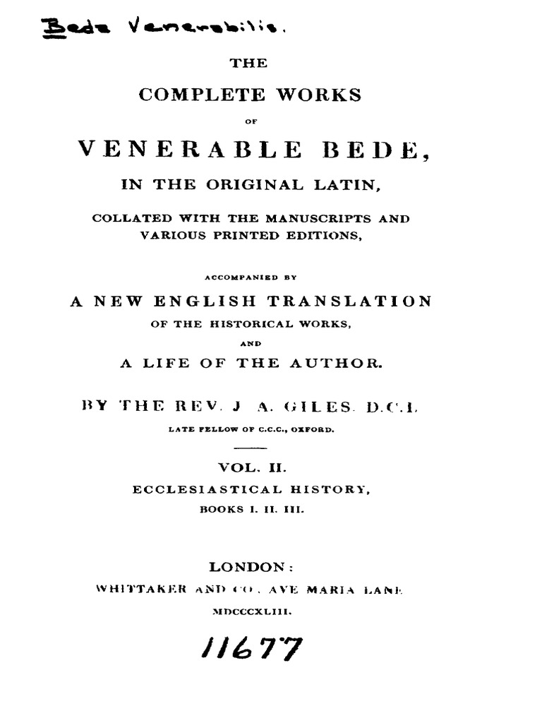 Giles. Saint Bede, The Complete Works of Venerable Bede. 1843. Vol. 2 ...