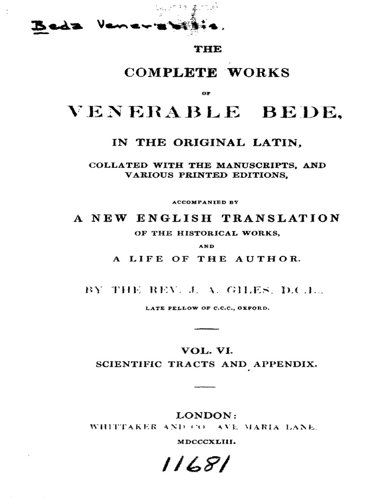 Giles. Saint Bede, The Complete Works of Venerable Bede. 1843. Vol. 6 ...