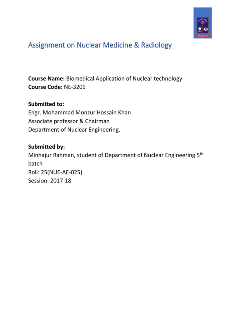 Assignment On Nuclear Medicine Radiology Pdf Absorbed Dose