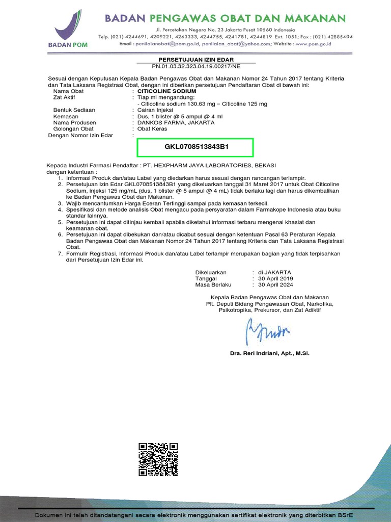 Certificate - Citicoline Sodium - Dus, 1 Blister at 5 Ampul at 4 ML - Ed. 30 Apr 2024 | PDF