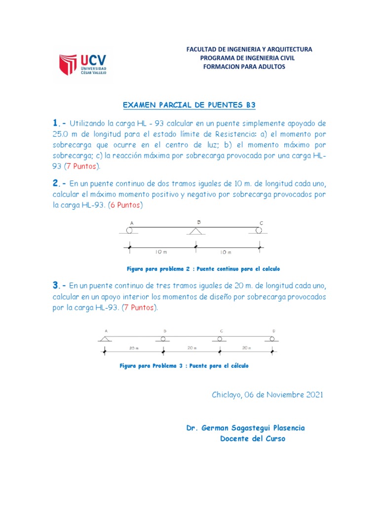 Examen Parcial de Puentes b3 | PDF