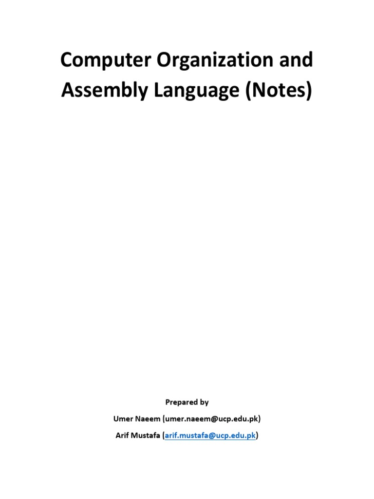 Computer Organization and Assembly Language (Notes) : Prepared by Umer ...