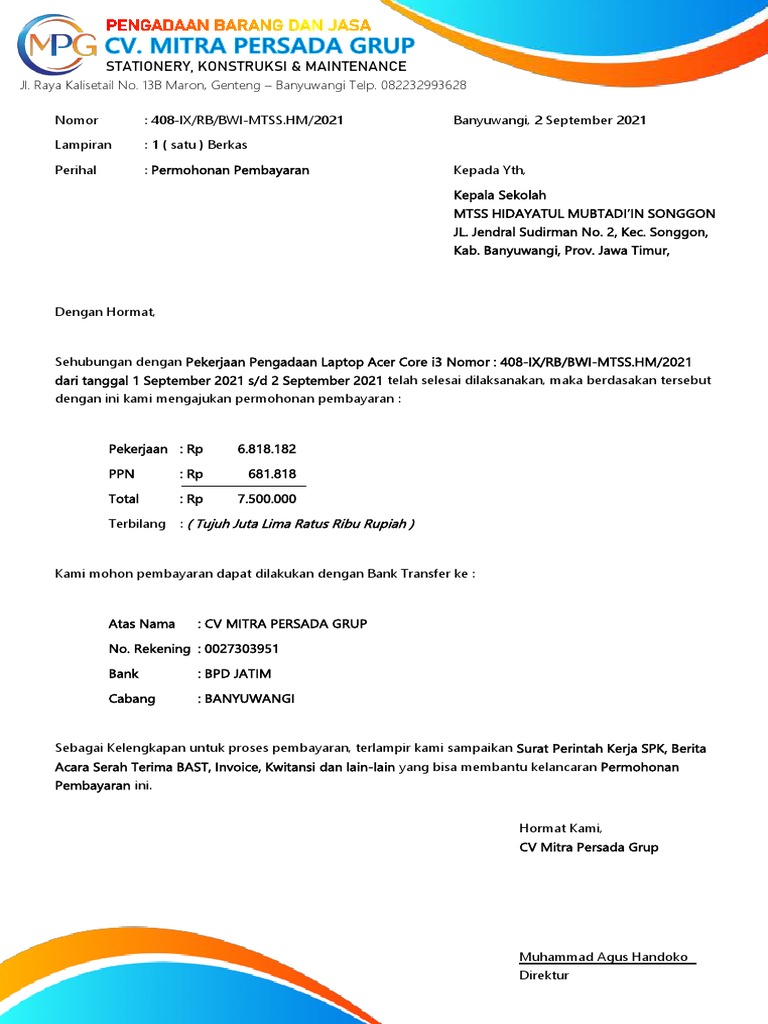 Contoh SPJ Manual | PDF